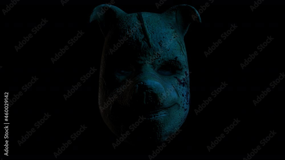 Creepy seamless animation of a horror psycho butcher mask with color ...
