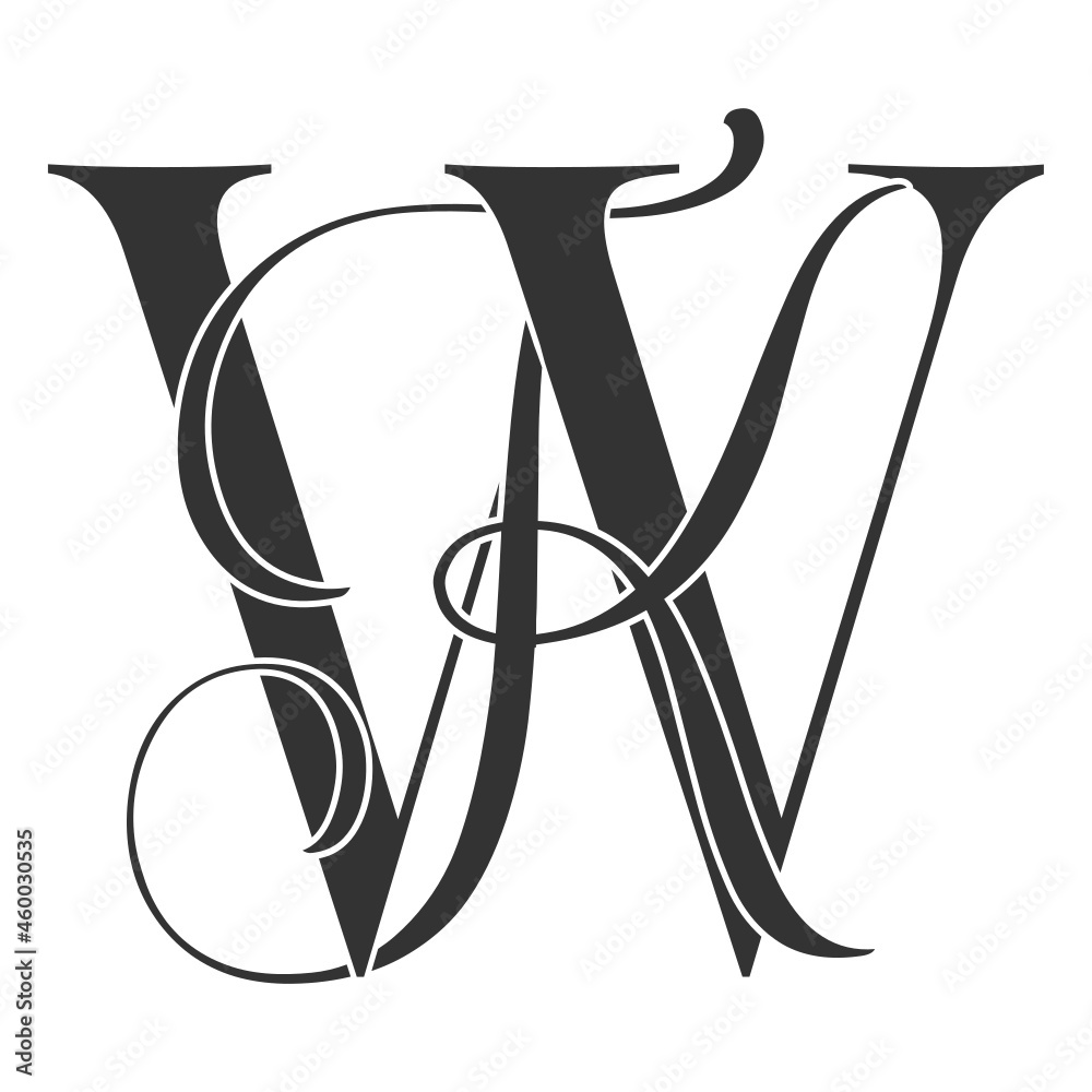 wk, kw, monogram logo. Calligraphic signature icon. Wedding Logo ...