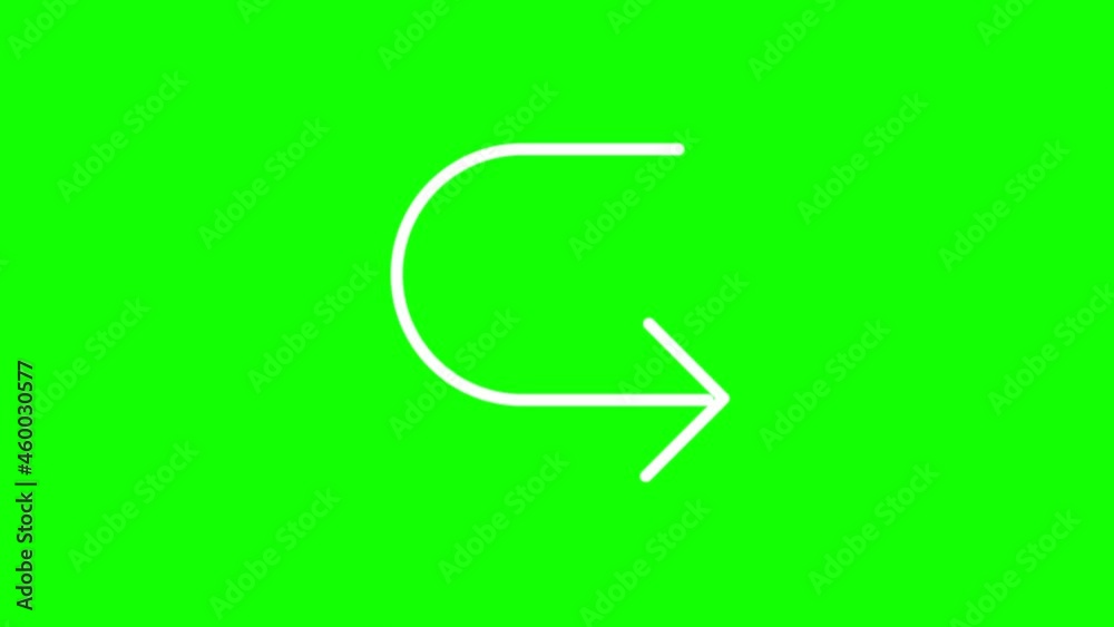 Arrow icon animation on the green screen background. 4K video. Chroma ...