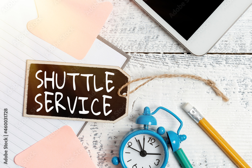 Text caption presenting Shuttle Service. Business approach vehicles ...