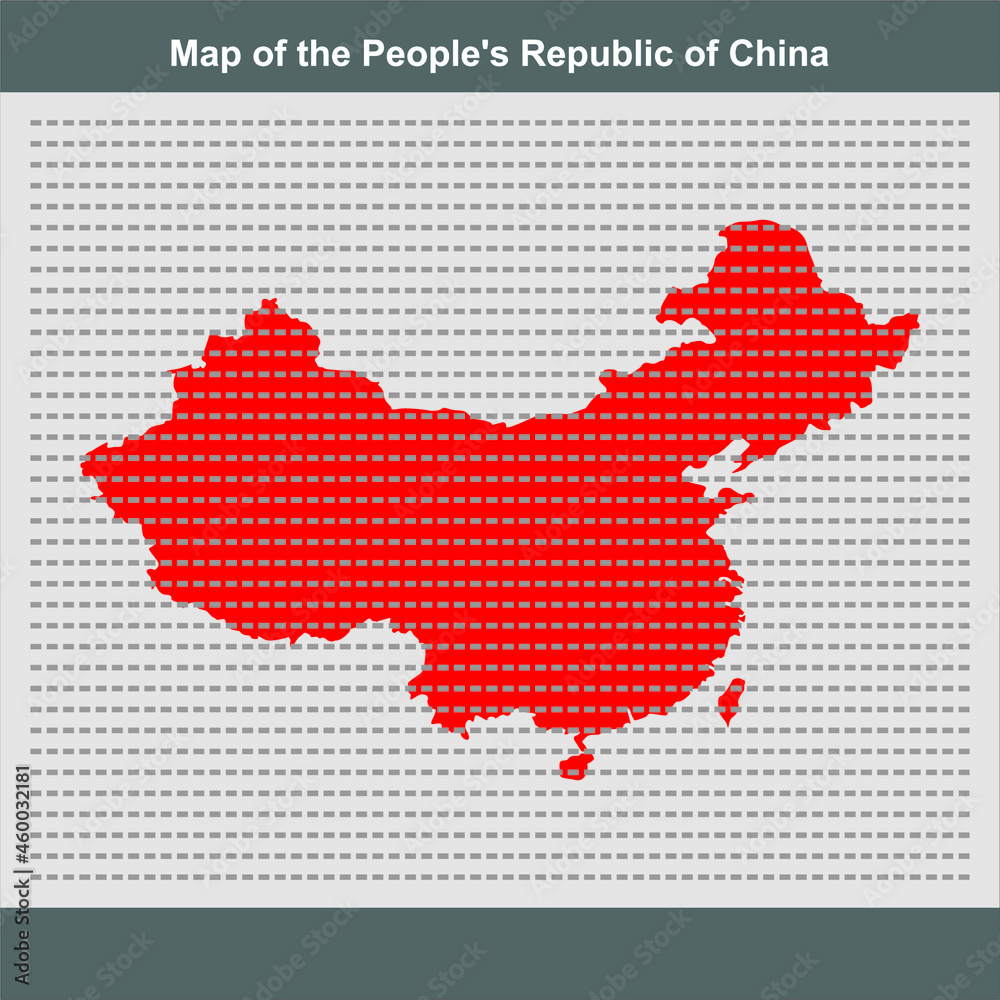 China map in dotted line vector art, red background Stock Vector ...