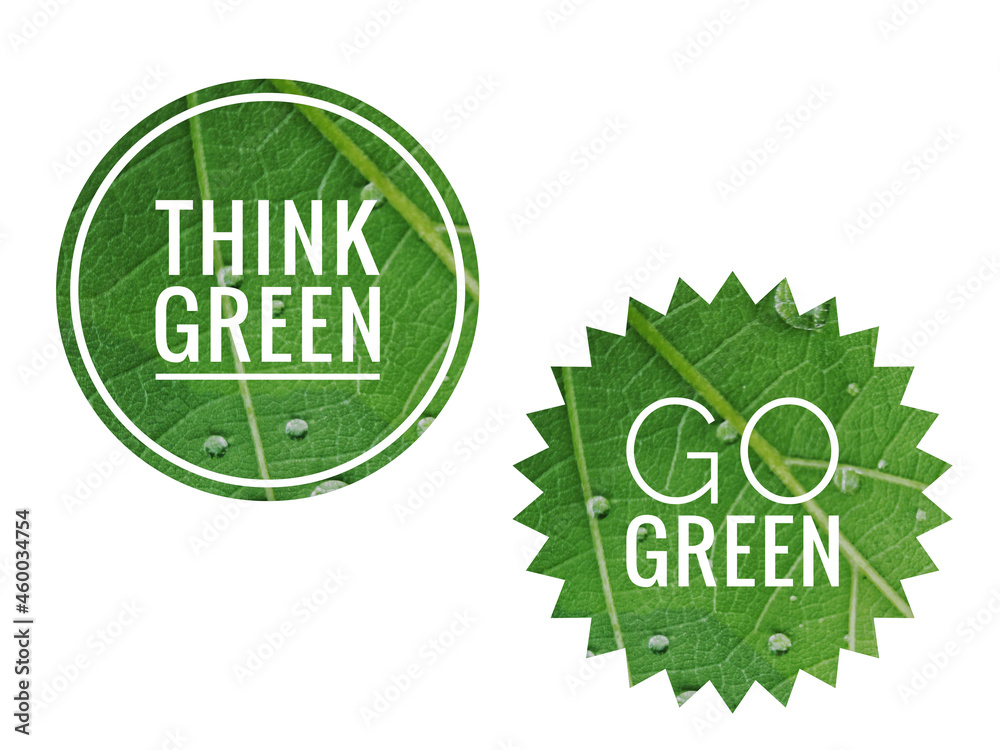 Think green and go green logo on white backgrund, eco concept banner ...