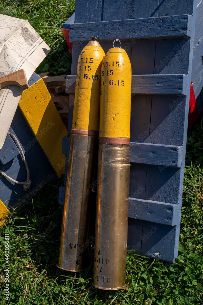 Old military shells. Weapons of world war II Stock Photo | Adobe Stock