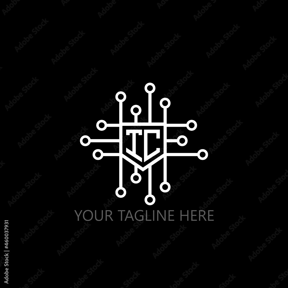 TC letter logo design on black background.TC creative initials letter ...
