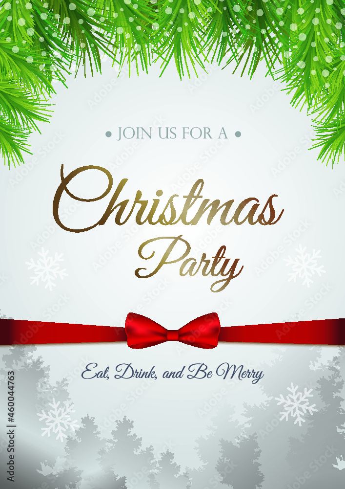 Christmas party invitation template background with fir branches and ...
