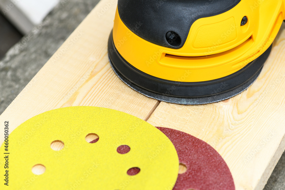 Poster Eccentric orbital sander, grinder machine for wood and two ...