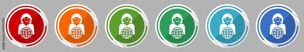 Global online customer service icon set, vector illustration in 6 ...