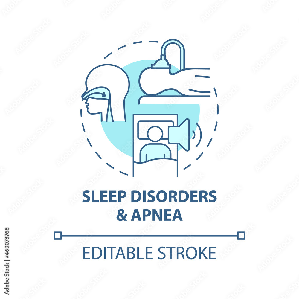 Sleep disorders and apnea concept icon. Hypertension cause abstract ...