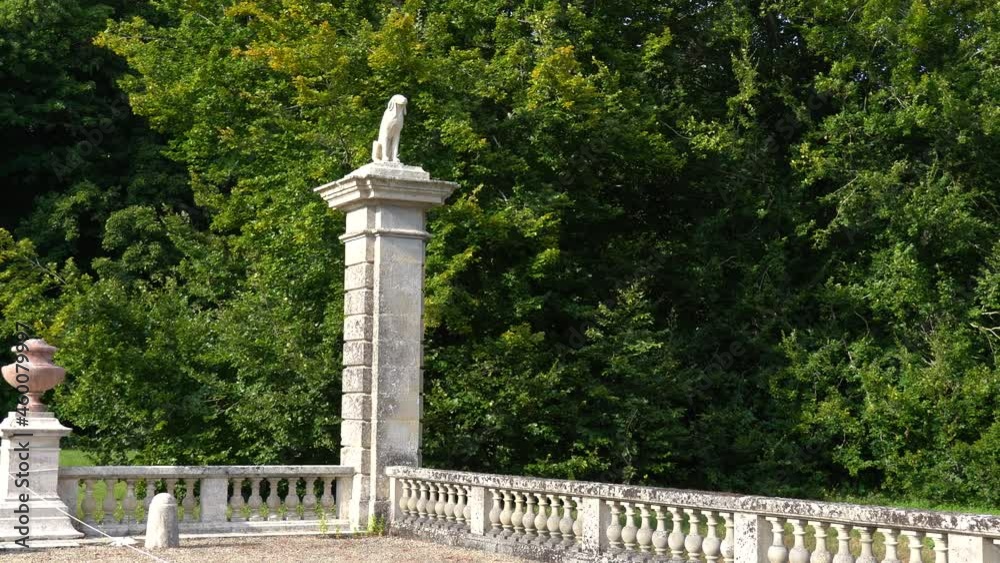 French castle, Palace of Raray (Chateau de Raray), full view with ...