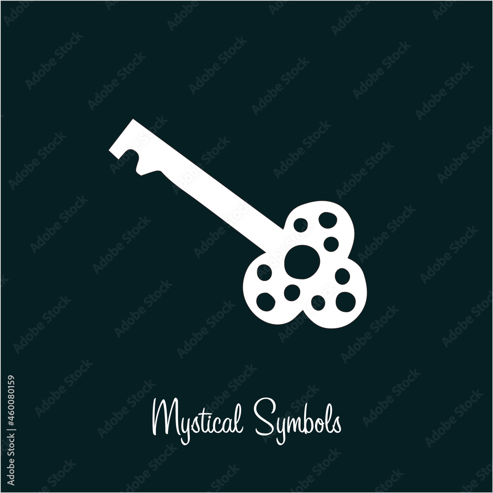 Mystical spiritual symbol key, style old school, tattoo, icon, sign ...