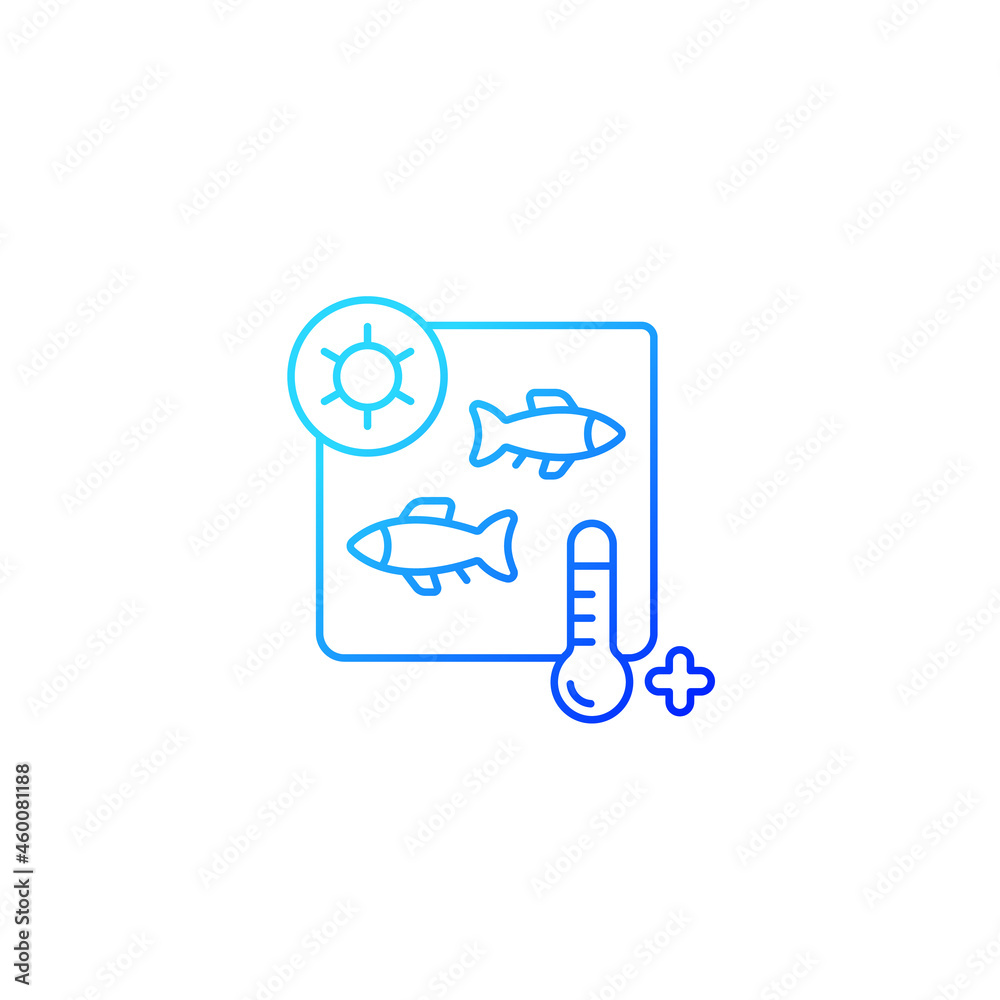 Heat treatment gradient linear vector icon. Seafood high temperature ...