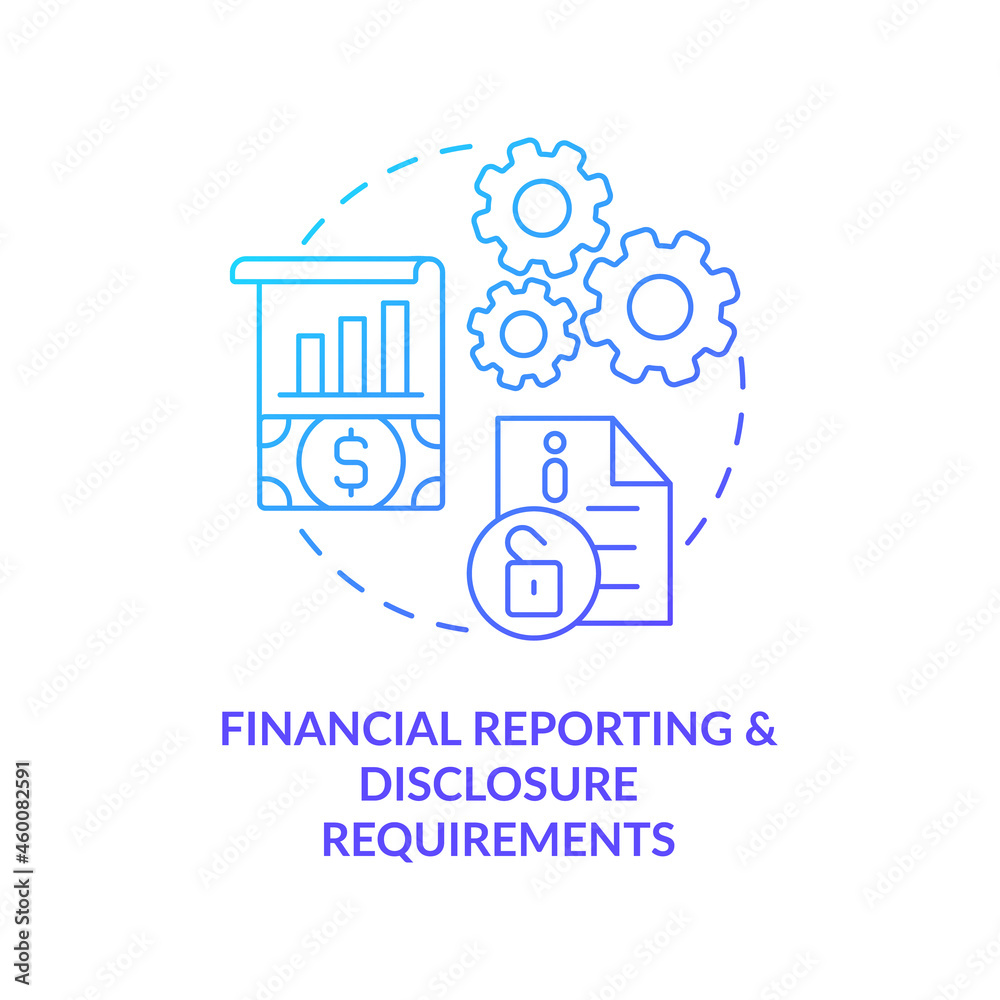 Financial reporting procedure concept icon. Disclosure requirements ...