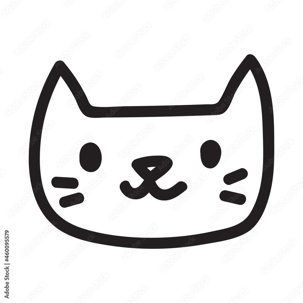 Cartoon black cat drawing. Simple and cute kitten silhouette Stock ...