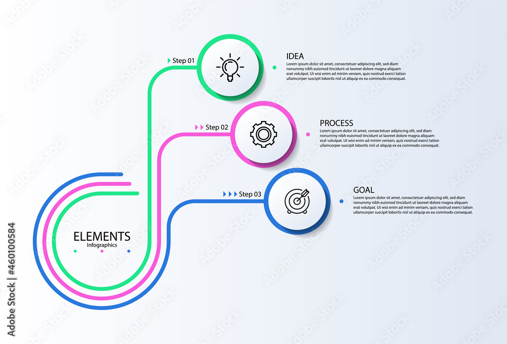 Presentation business infographic elements with 3 step Stock Vector ...