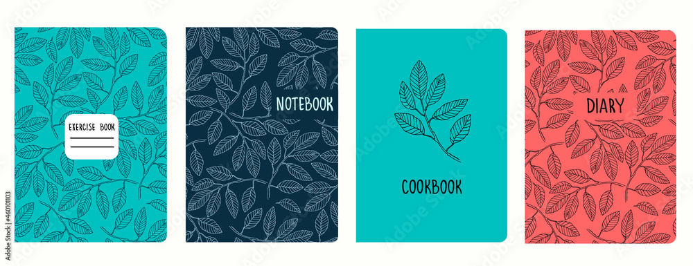 Cover page vector templates based on patterns with hand drawn elm tree ...