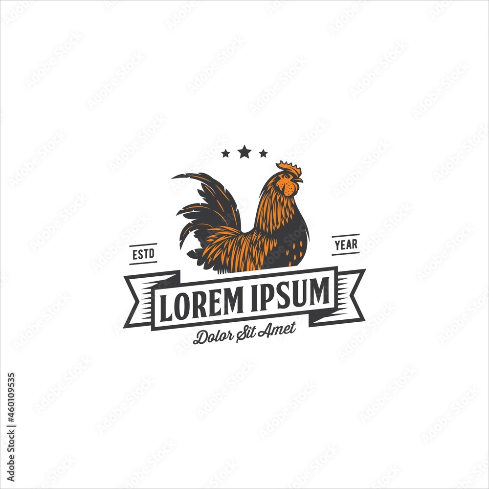Rooster Logo Design Vector Image Stock Vector | Adobe Stock