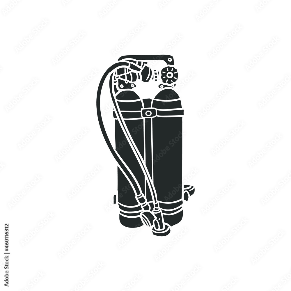 Vecteur Stock Oxygen Cylinder Icon Silhouette Illustration. Firefighter ...
