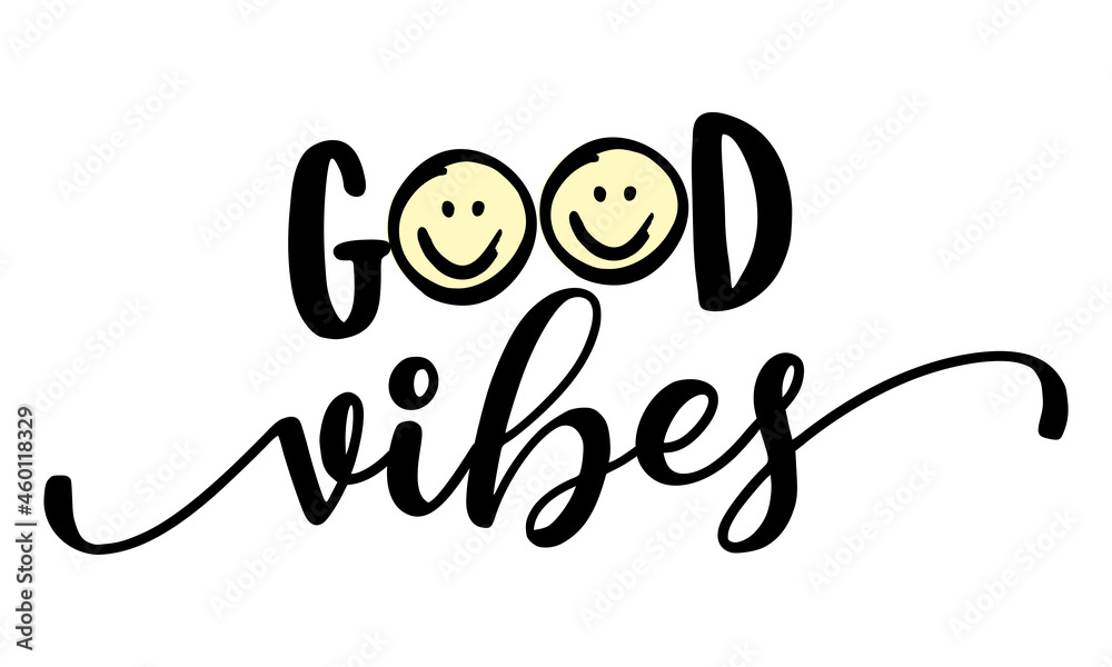 Good vibes - cute inspirational decoration. Little smiley faces in ...