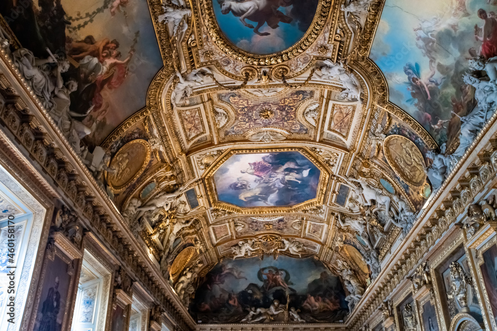 PARIS, FRANCE - February 15, 2018: Interior of the Louvre, the world's ...