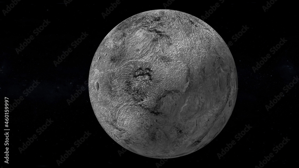 fictional Planet Haumea sun rise in dark background with stars. front ...