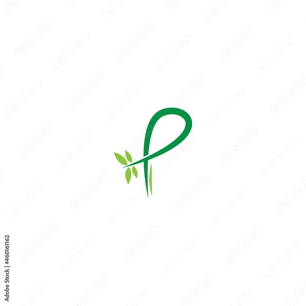 Vines template design, shrubs forming letter P Stock Vector | Adobe Stock