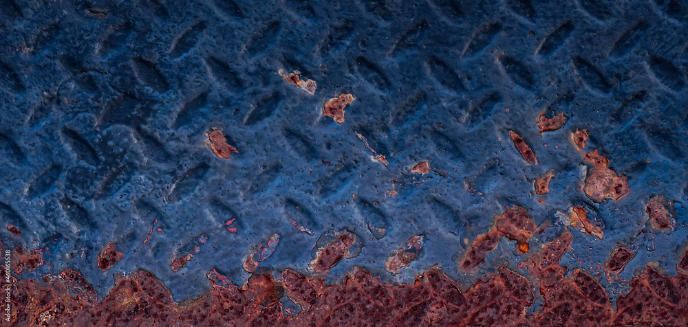 Rust of metals.Corrosive Rust on old iron blue.Use as illustration for ...