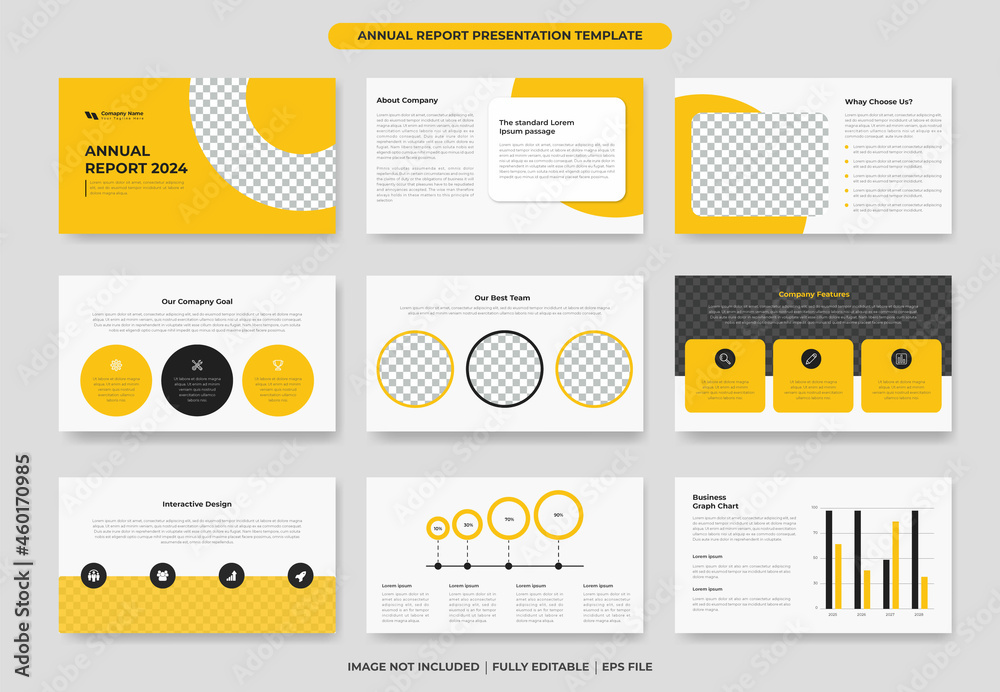Annual report presentation slide template design, corporate business ...