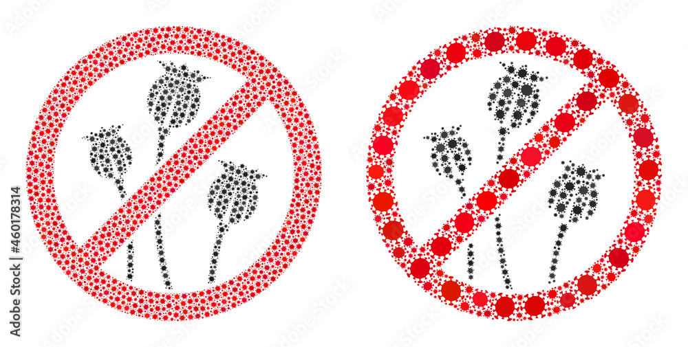 Vector covid-2019 composition stop poppy plants designed for ...