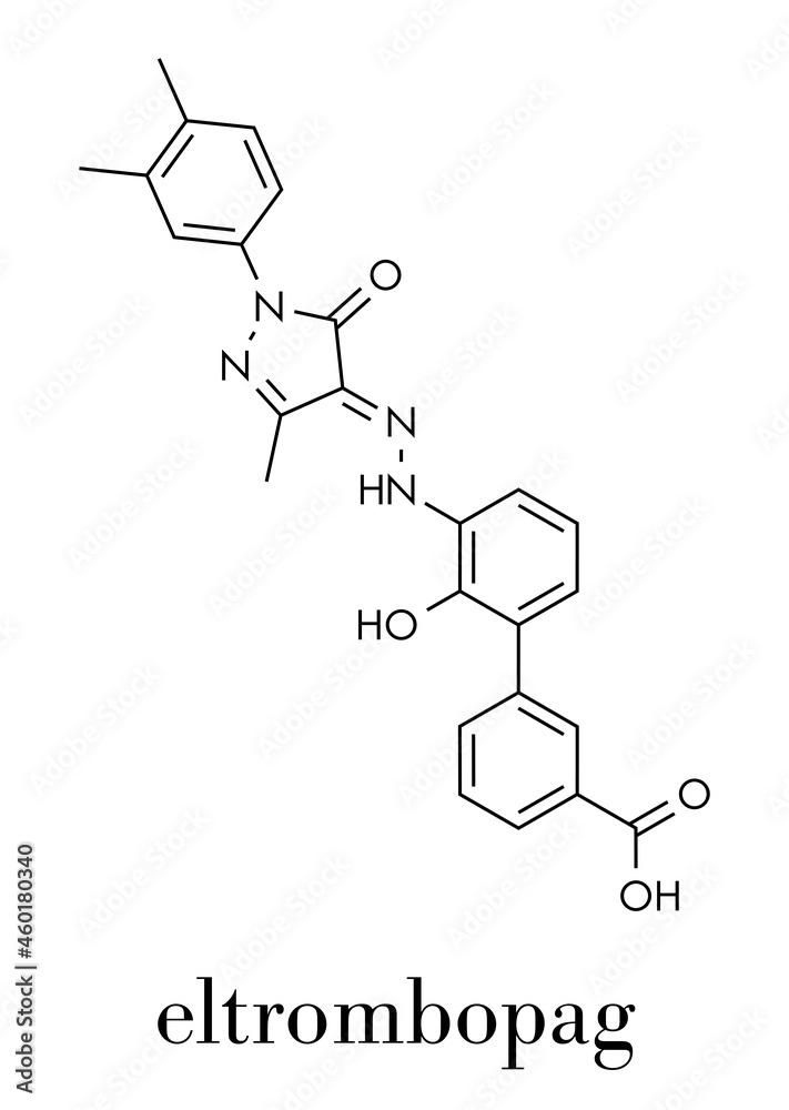 Eltrombopag thrombocytopenia (low blood platelet count) drug molecule ...
