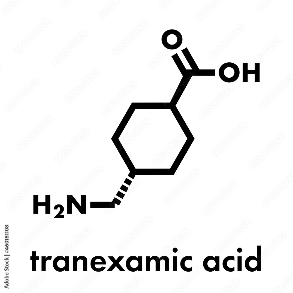 Tranexamic acid antifibrinolytic drug molecule. Prevents excessive ...