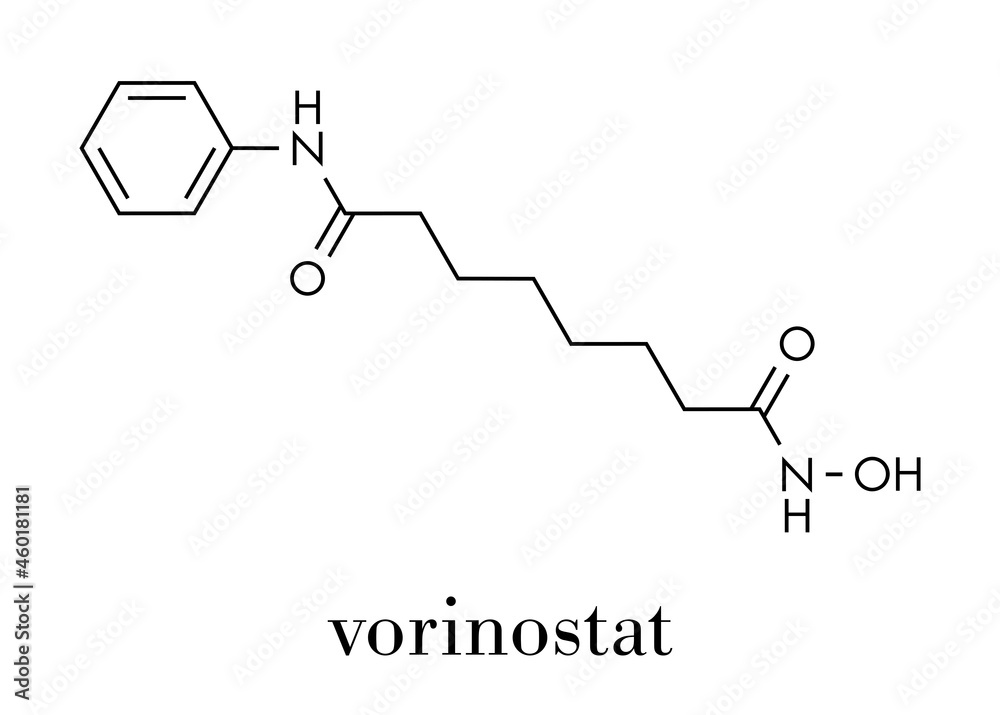 Vorinostat cutaneous T cell lymphoma drug molecule. Acts as histone ...