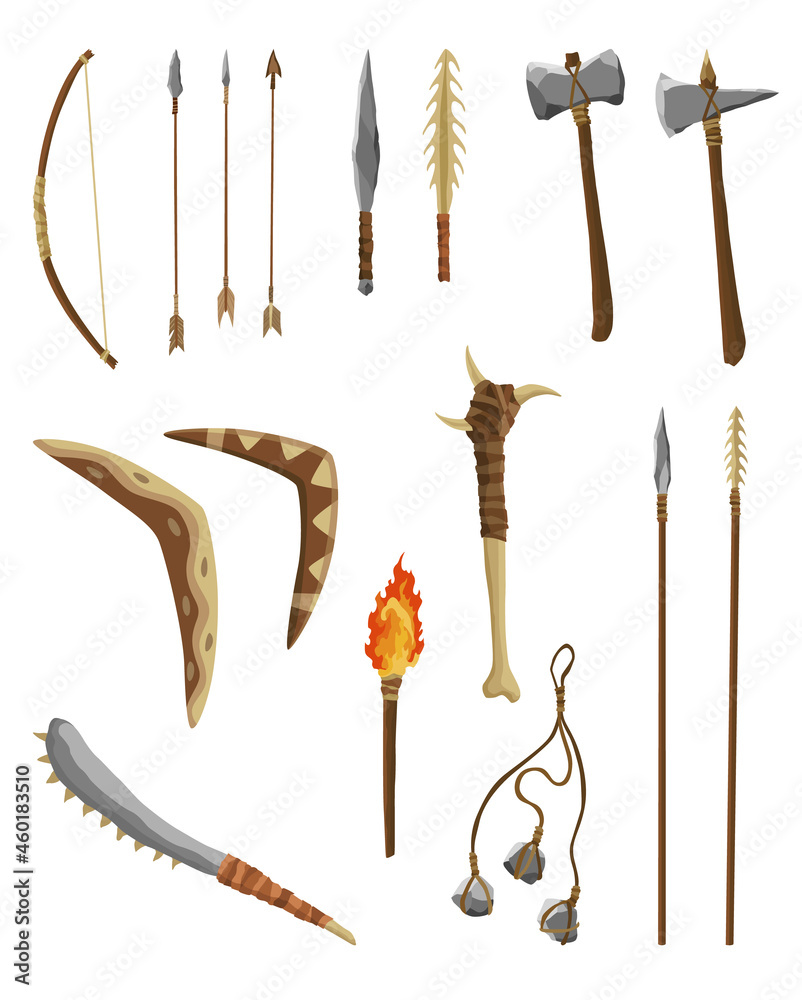 Vecteur Stock Ancient age stone tools and weapon for hunting or work ...
