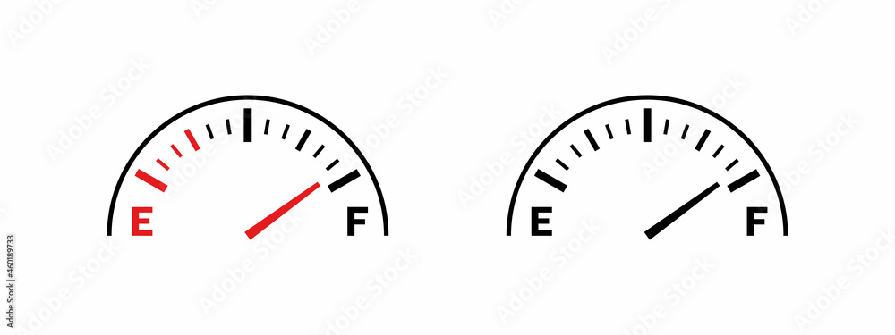 Set of Fuel gauge scales. Fuel meter. Fuel indicator. Gas tank gauge ...