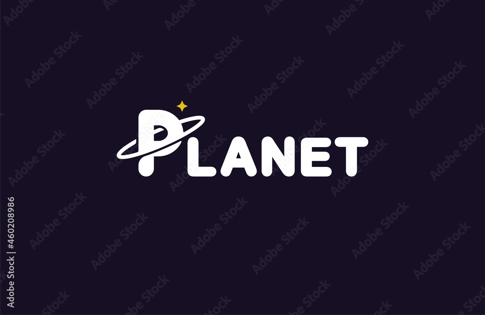 Initial P Planet Logo, typographic planet text logo, with the letter P ...
