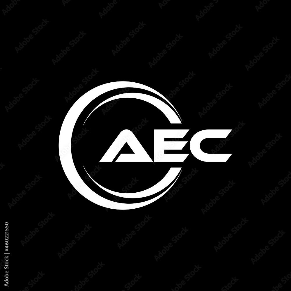 AEC letter logo design with black background in illustrator, vector ...