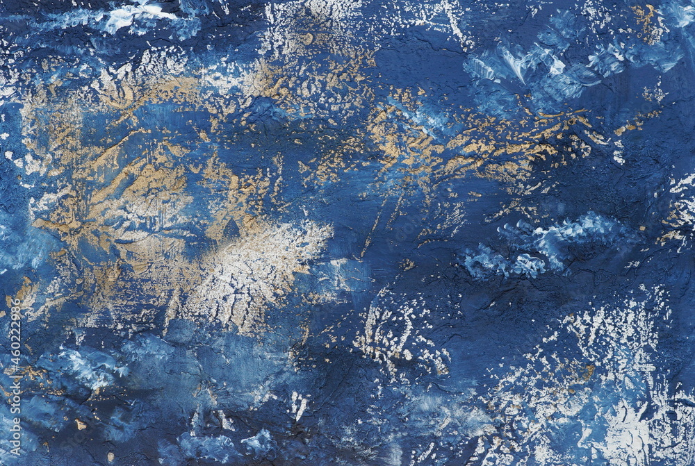 Abstract blue gold texture. Painting background. Stock Photo | Adobe Stock