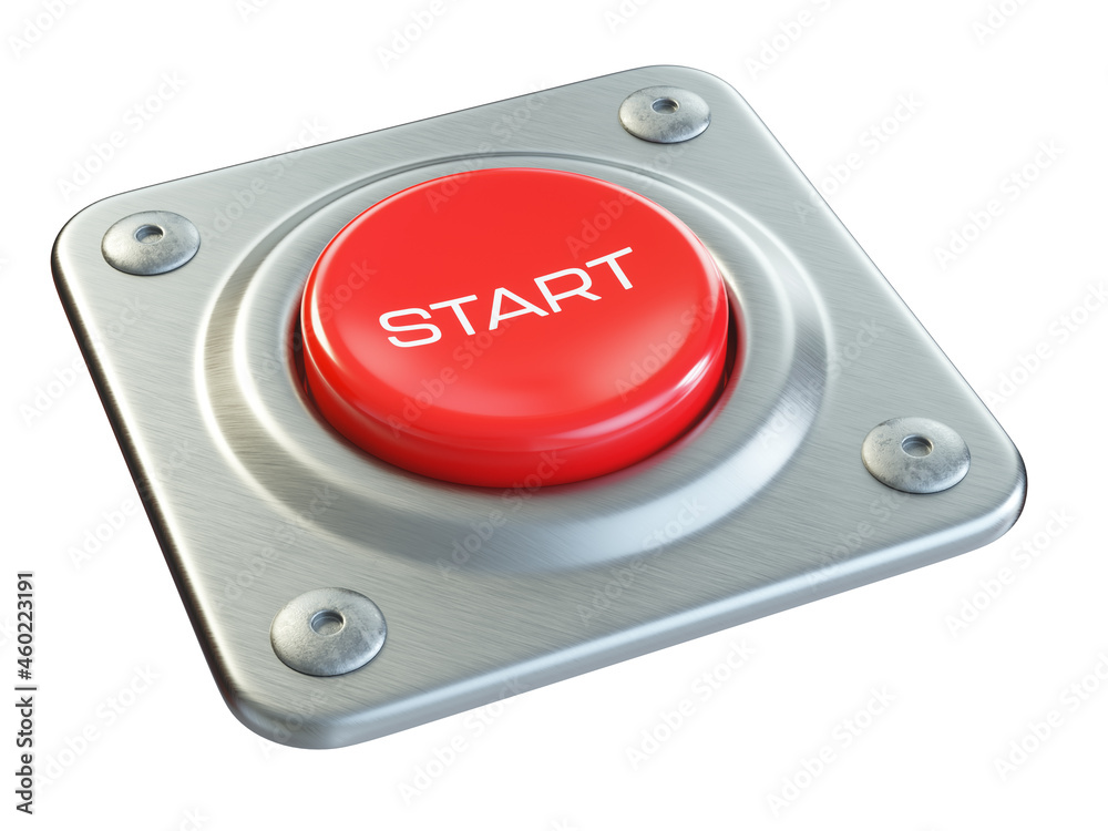 Red start button isolated on white background 3D Stock Illustration ...