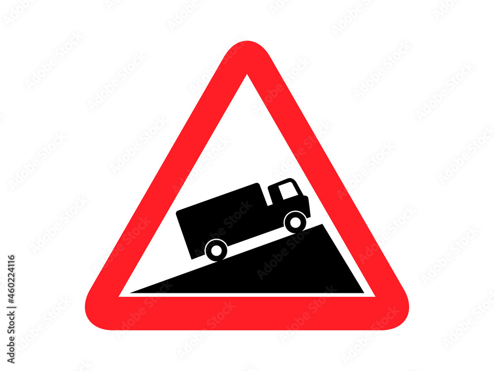 Vetor de isolated slow moving vehicle steep hill climb lorries road ...