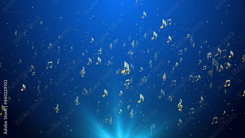Blue glittering music notes flying Light Loop Animation. musical clip ...