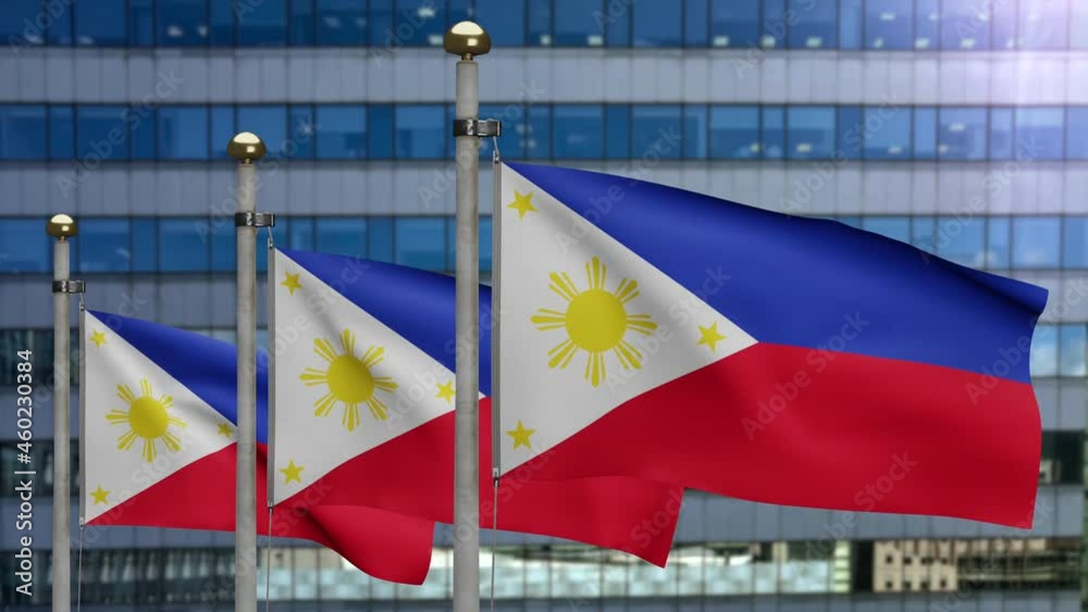 Vídeo do Stock: 3D, Philippin flag waving on wind with modern ...