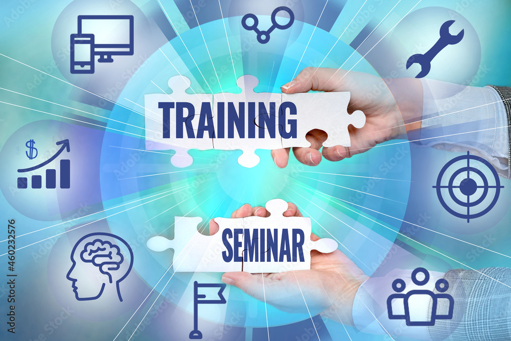 Writing displaying text Training Seminar. Business showcase Academic ...