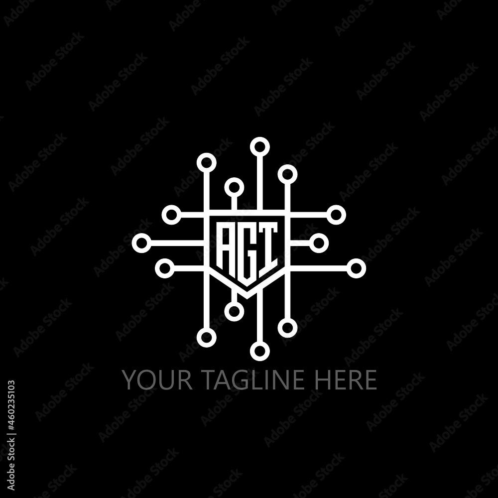 Vecteur Stock AGT letter logo design on black background.AGT creative ...