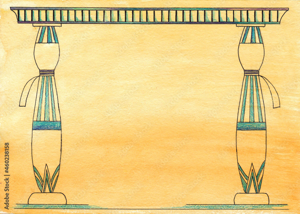 Egyptian papyrus depicting columns from the temple Stock Illustration ...