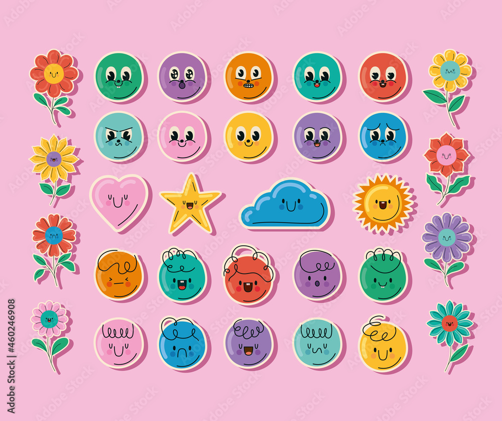 bundle of stickers Stock Vector | Adobe Stock