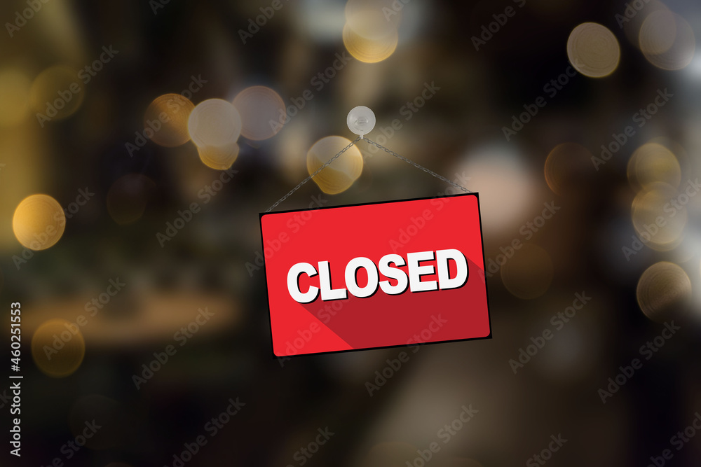 red window sign displays word closed for shop cafe restaurant Stock ...