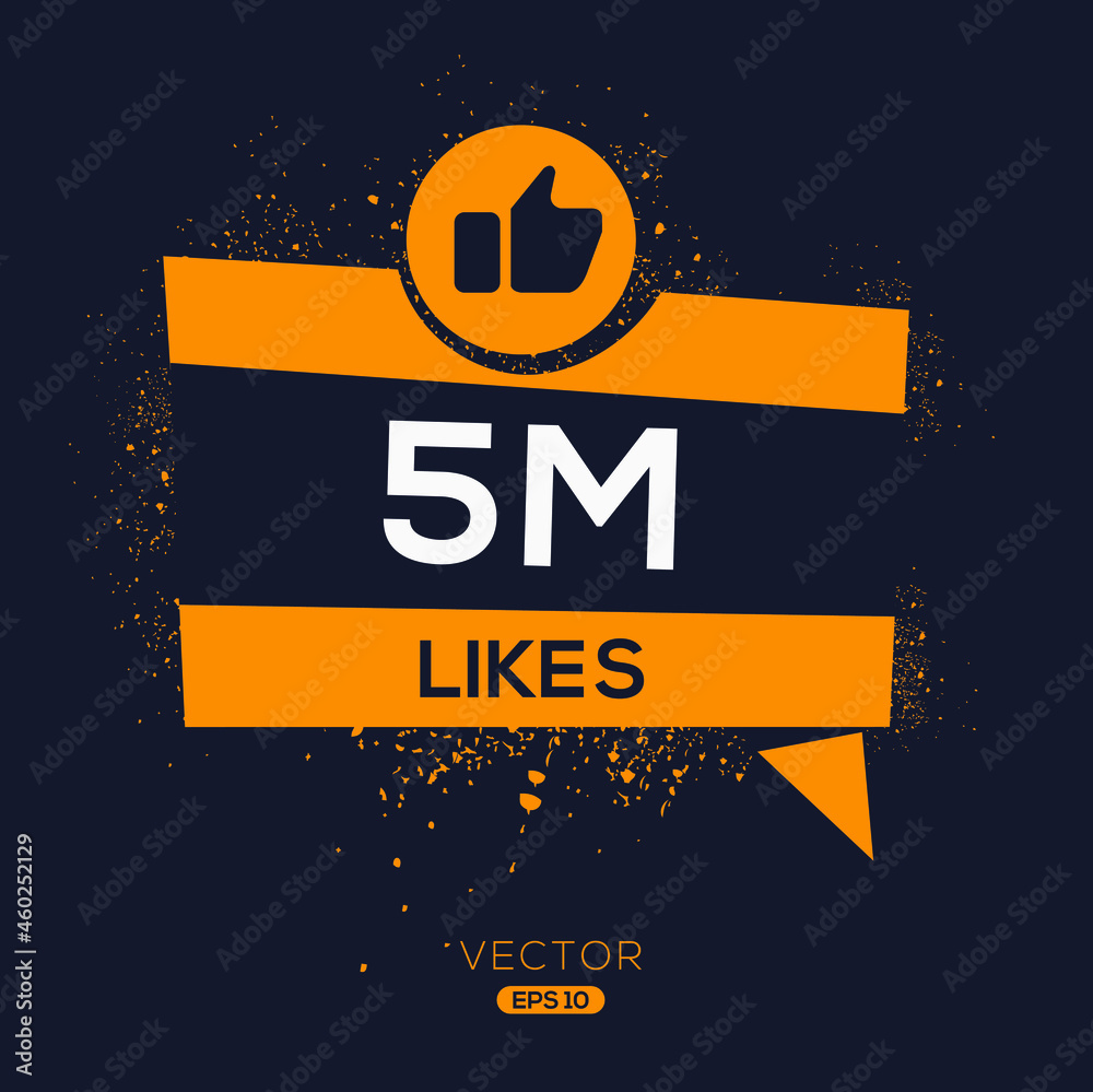 5M, 5million likes design for social network, Vector illustration ...