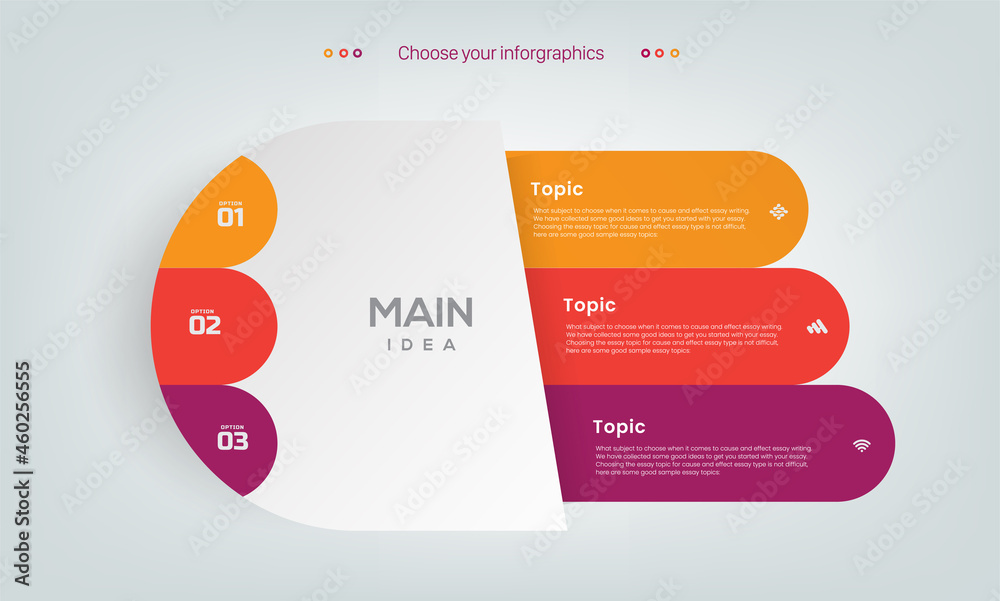 Circular Infographic design template with icons and 3 options or steps ...