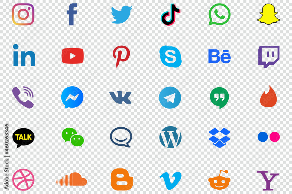 Social Media Popular Logo Collection Stock Vector | Adobe Stock