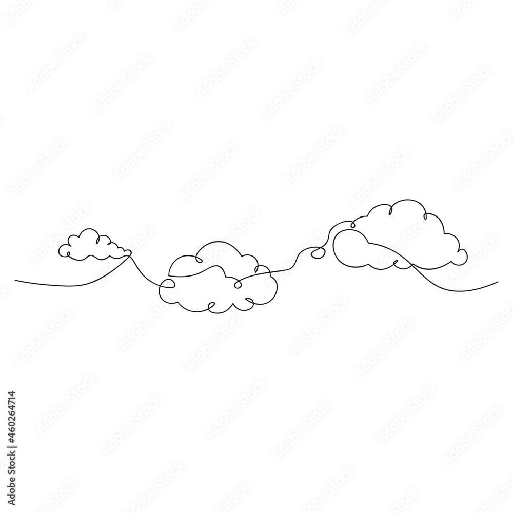One line-art of clouds. Single line illustration of clouds Stock ...