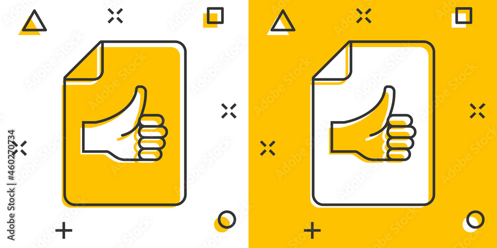 People hand with check mark icon in comic style. Accept cartoon vector ...